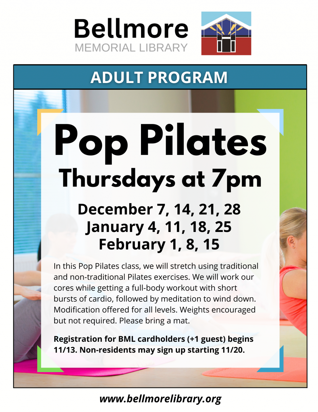 01/25/2024 | Pop Pilates for Adults (December - February) | Bellmore ...