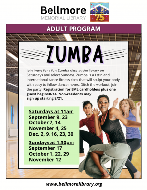 09/09/2023 | Zumba for Adults (September - December) | Bellmore ...