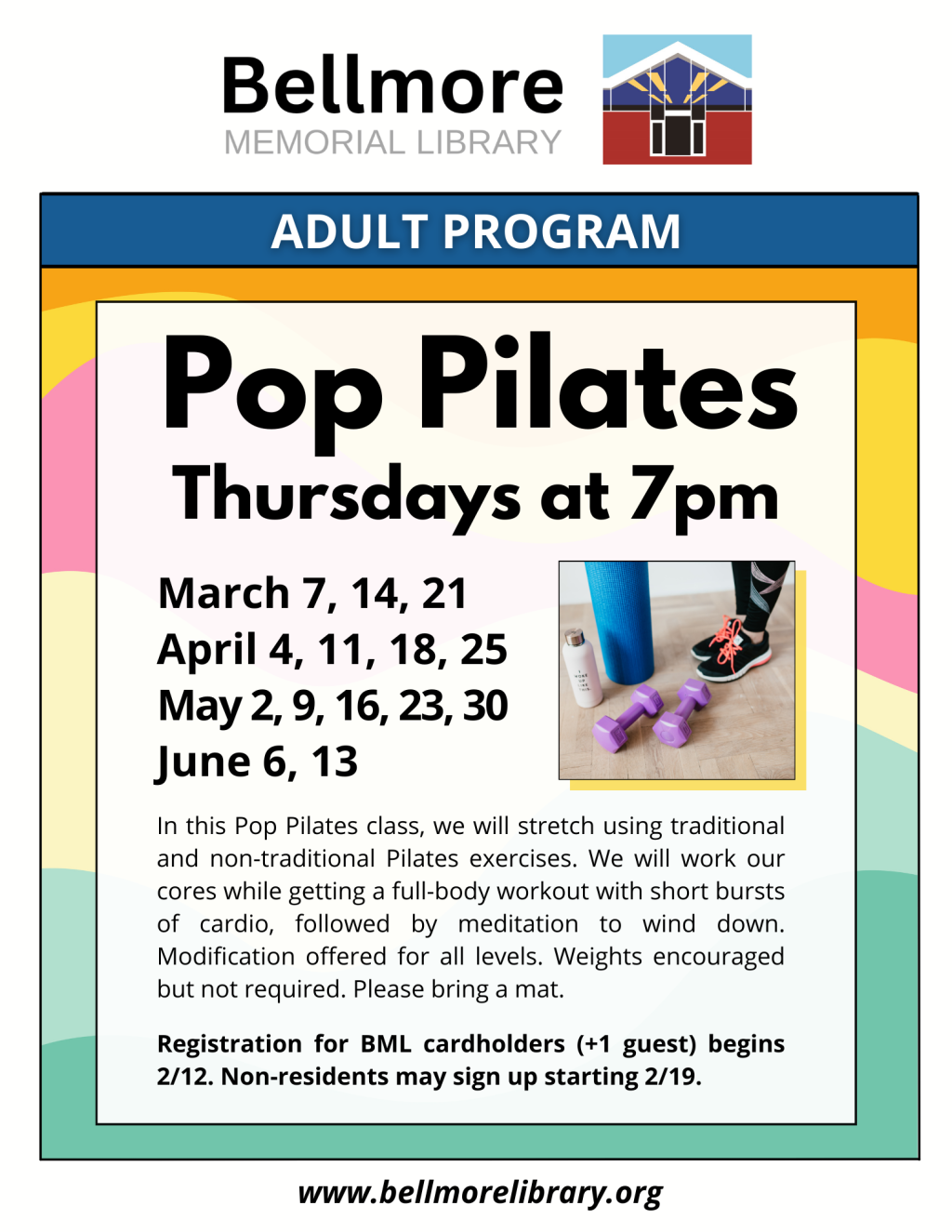03/21/2024 | Pop Pilates for Adults (March - June) | Bellmore Memorial ...