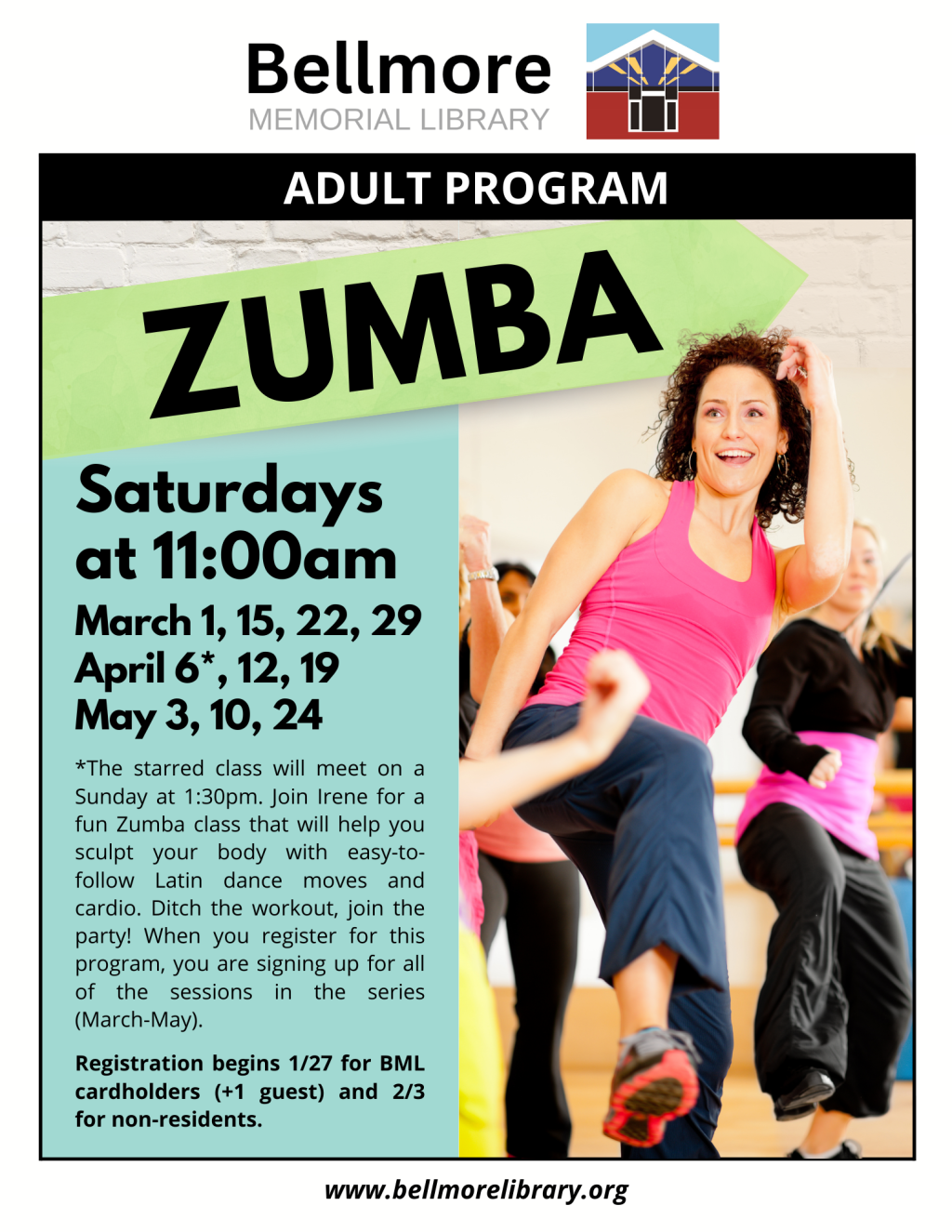 04/12/2025 | Zumba for Adults (March - May) | Bellmore Memorial Library