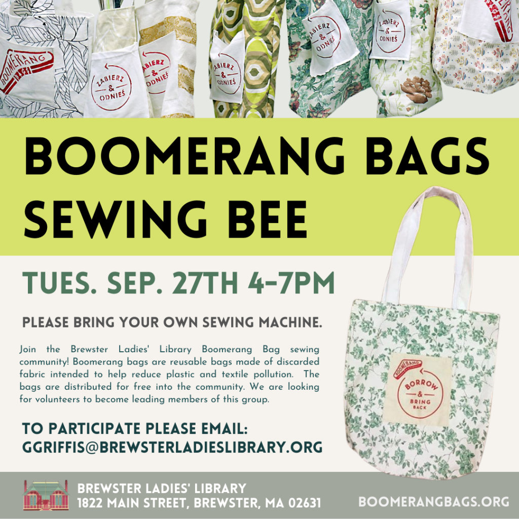 09/27/2022 | Boomerang Bags Sewing Bee | Brewster Ladies' Library