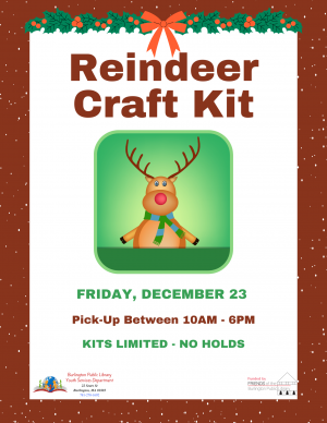 12/23/2022 | Take Home Reindeer Craft Kit | Burlington Public Library