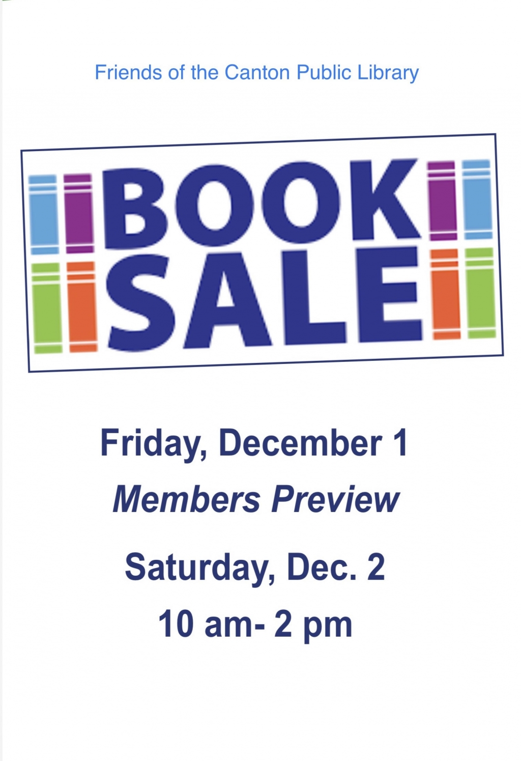 12/02/2023 | Friends of the Library Fall Book Sale | Canton Public Library