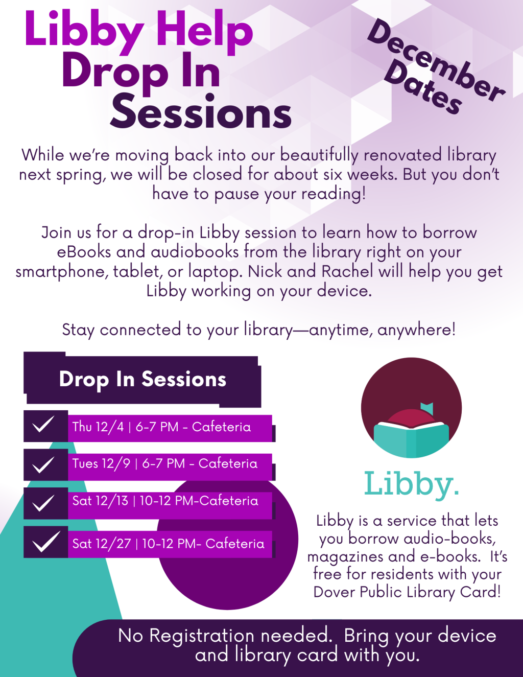 12/13/2025 | Learn to Use Libby: Drop In Session | Dover Public Library