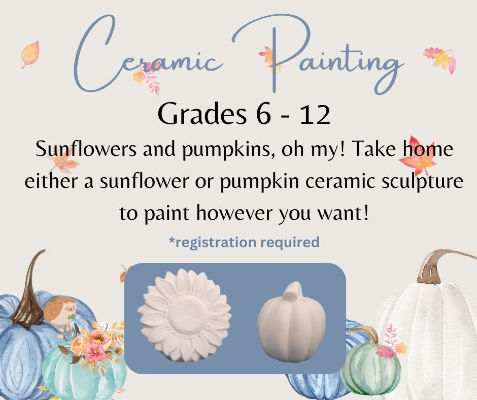 10/02/2023 | YA Ceramic Painting | Parker Memorial Library