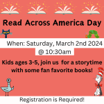 03/02/2024 | Read Across America Day Storytime | Parker Memorial Library
