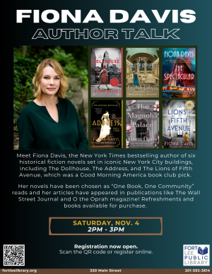 11/04/2023 | Fiona Davis Author Talk | Fort Lee Public Library