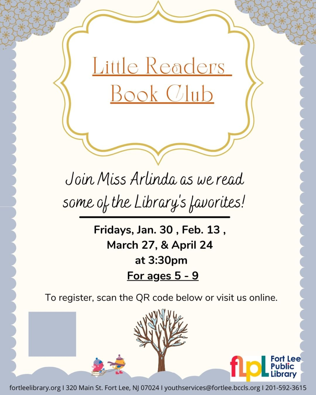Friday, March 27, 2026 | Little Readers Book Club | Fort Lee Public Library