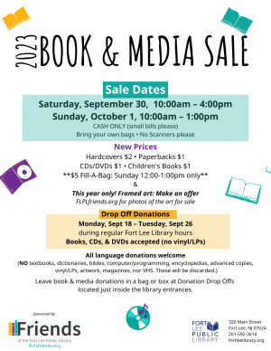 09/30/2023 | Friends Annual Book Sale | Fort Lee Public Library
