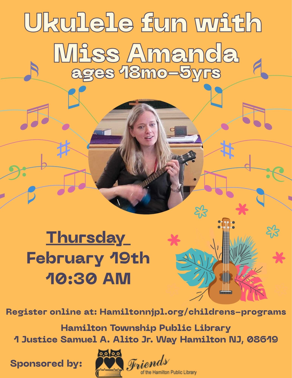 02/19/2026 | Ukulele with Miss Amanda | Hamilton Township Public Library
