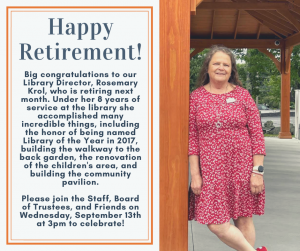 09/13/2023 | Rosemary's Retirement Celebration! | Hampstead Public Library
