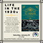 01/25/2025 | Life in the 1920s Presentation & Author Talk | Haverhill ...
