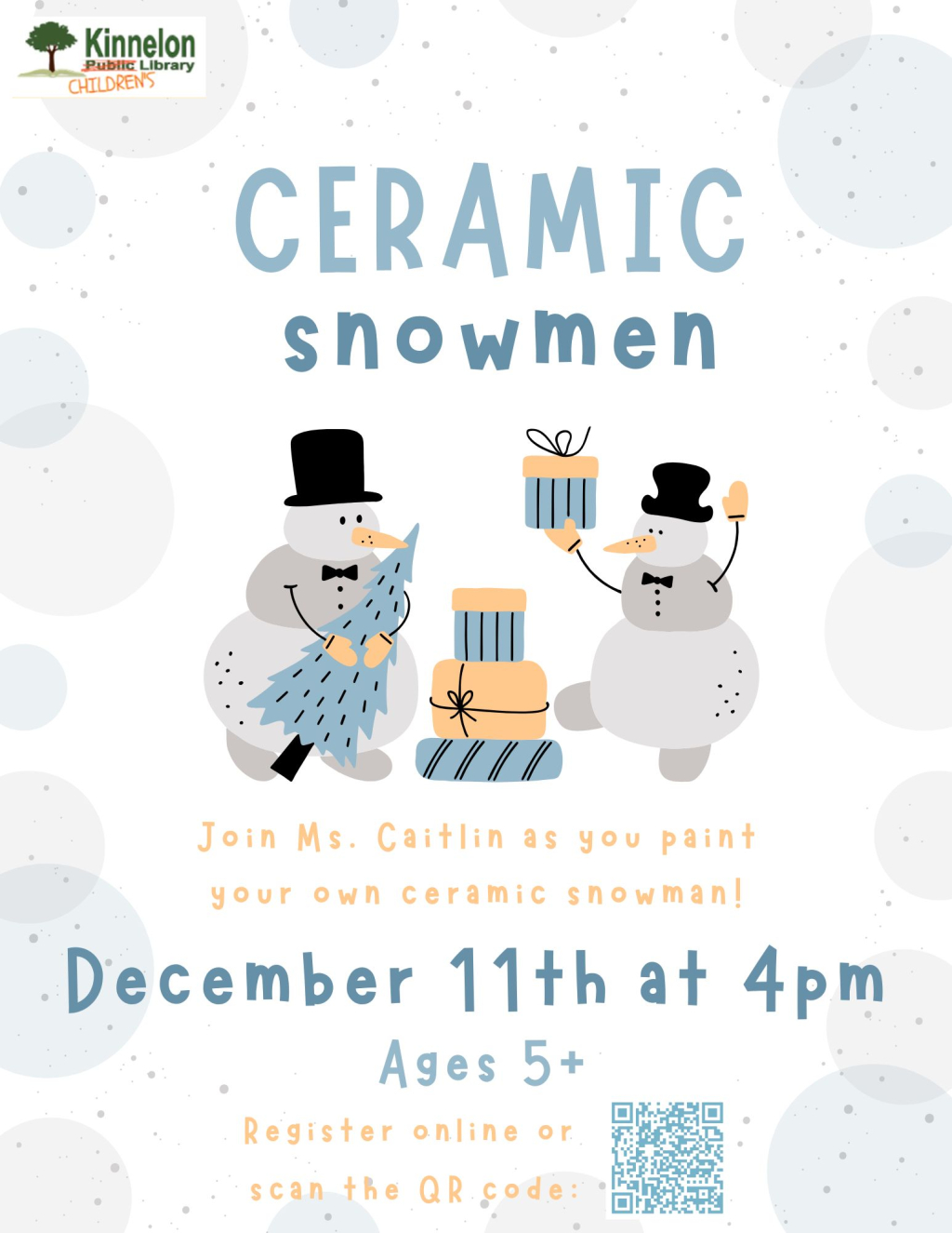 12/11/2024 | Ceramic Snowmen: RMS 2 & 3 | Kinnelon Public Library