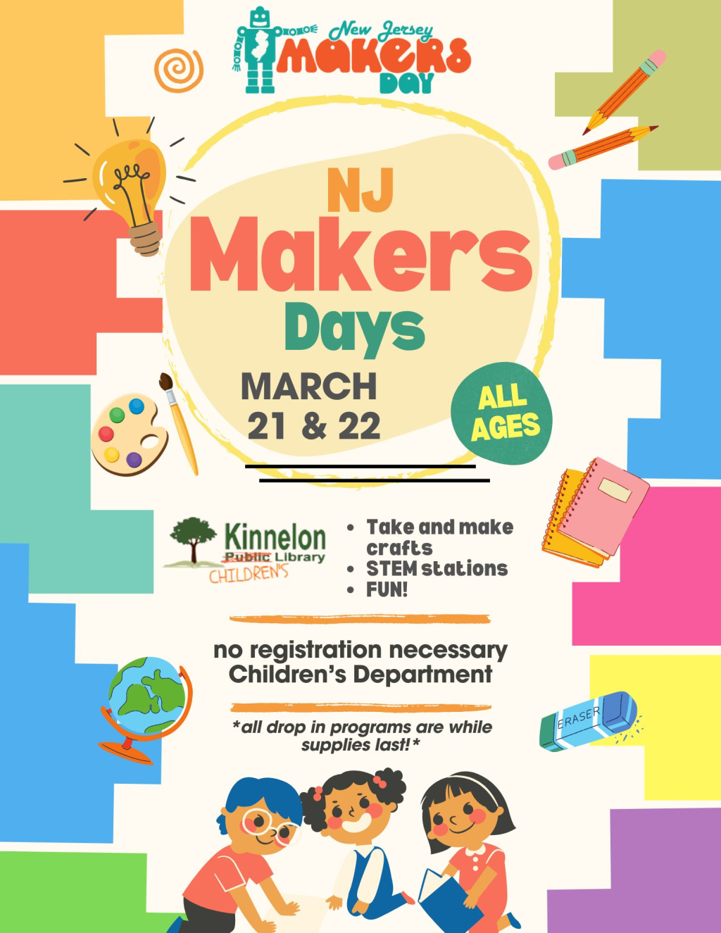 03/22/2025 | Drop In NJ Makers Day Activities: Children's Room | Kinnelon Public Library
