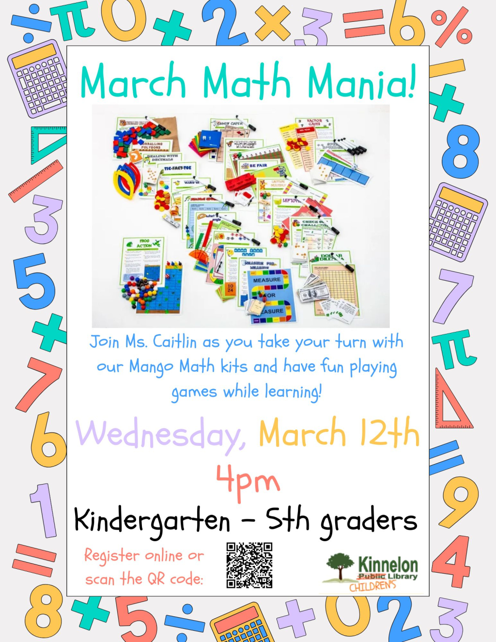 03/12/2025 | March Math Mania!: RMS 1 & 2 | Kinnelon Public Library