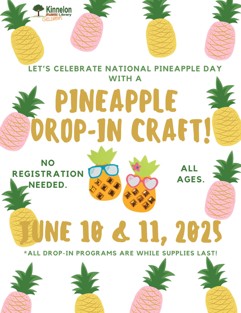 06/10/2025 | Extended! Drop- In National Pineapple Day Craft: Children ...
