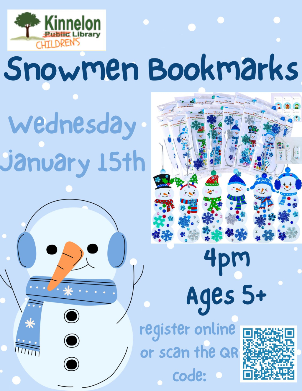 01/15/2025 | Snowmen Bookmarks: RM 4 | Kinnelon Public Library