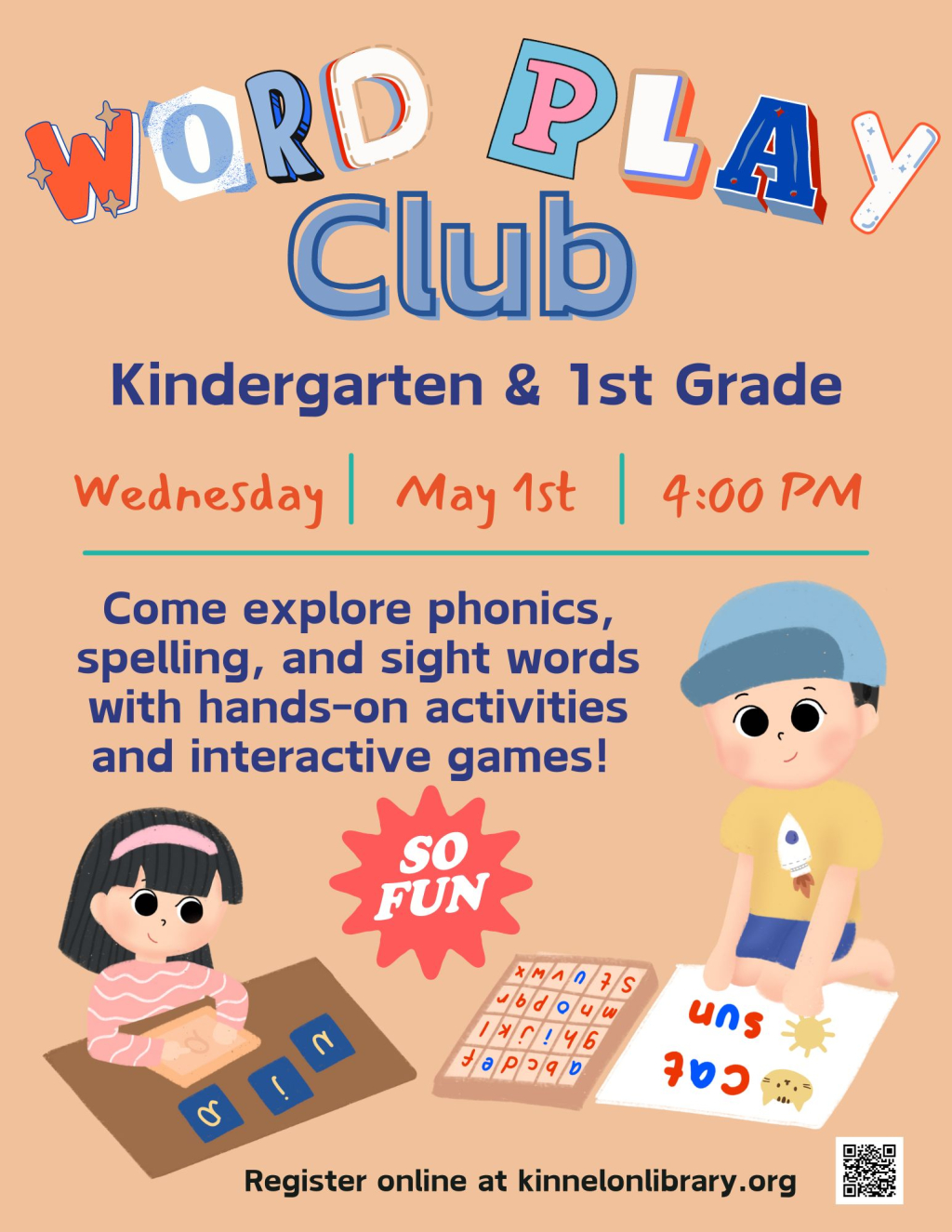 Wednesday, May 1, 2024 | Word Play Club: K & 1st- RM 4 | Kinnelon ...
