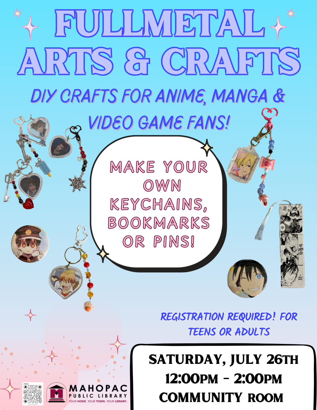 Saturday, July 26, 2025 | Fullmetal Arts & Crafts | Mahopac Public Library