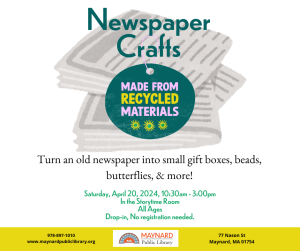 04/20/2024 | Upcycled Newspaper Craft | Maynard Public Library