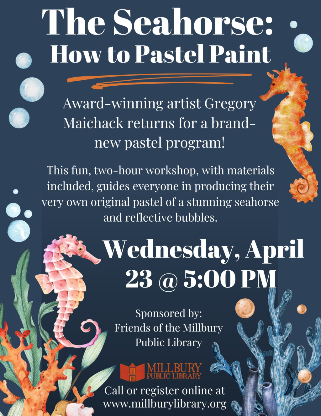 04/23/2025 | The Seahorse: How to Pastel Paint | Millbury Public Library