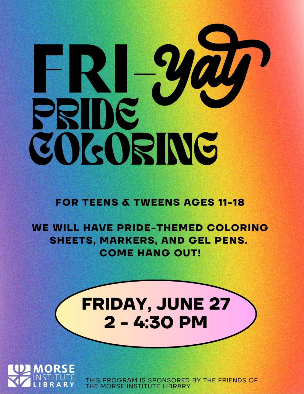 06/27/2025 | FRI-YAY: Drop-In Pride Coloring | Natick Libraries