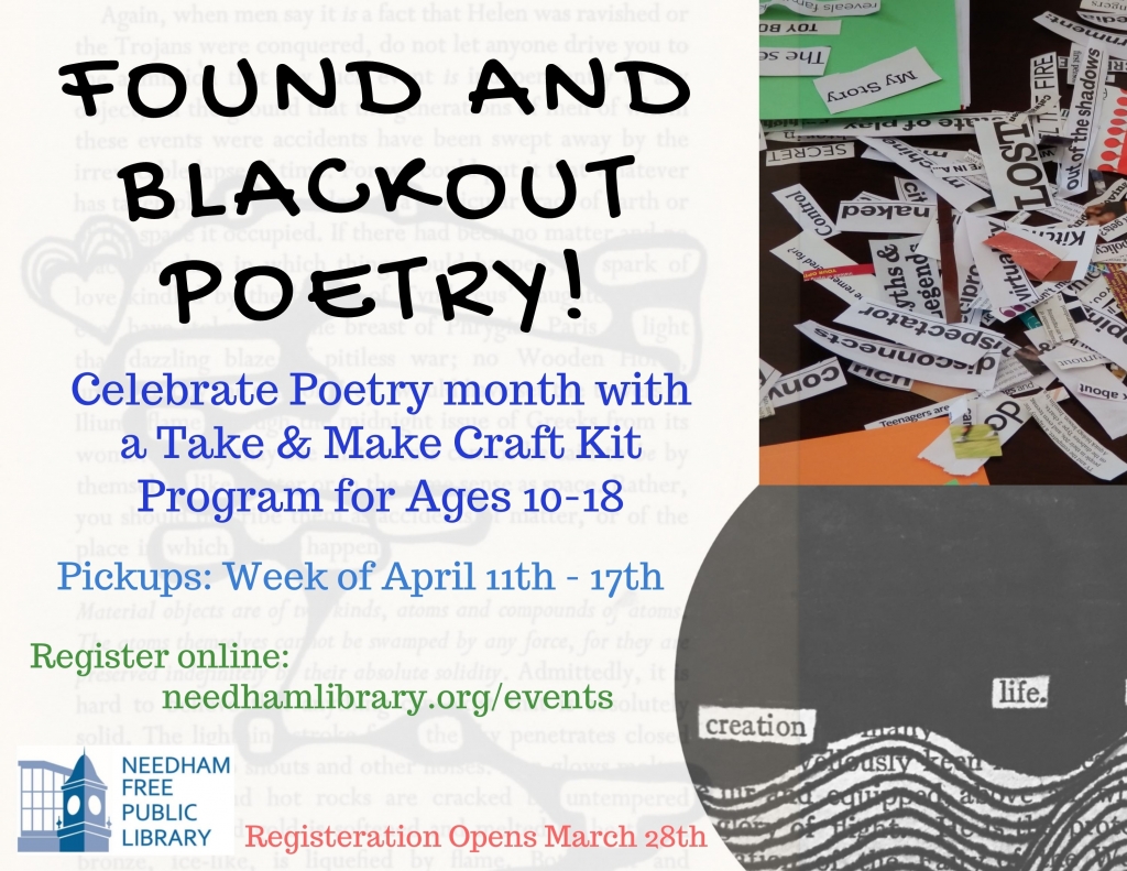 04/11/2022 | Take and Make Craft Pick-Up : Found and Blackout Poetry ...