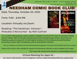 10/20/2022 | Virtual Comic Book Book Club Meeting! | Needham Public Library