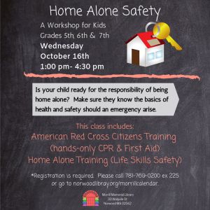10/16/2019 | Home Alone Safety | Morrill Memorial Library