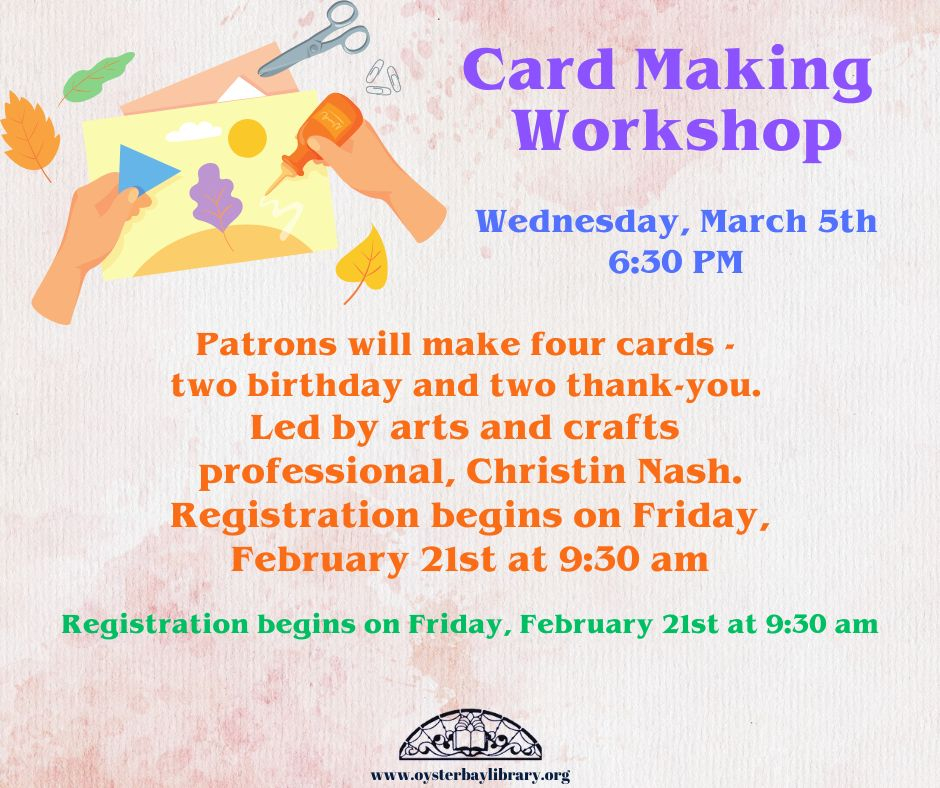 March 2025 Events | Oyster Bay - East Norwich Public Library