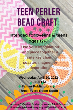 04/20/2022 | Perler Bead Craft Session | Palmer Public Library