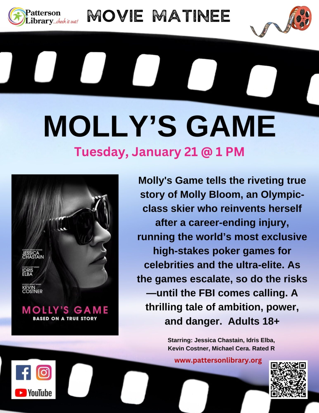 01/21/2025 | Movie Matinee: Molly's Game | Patterson Library