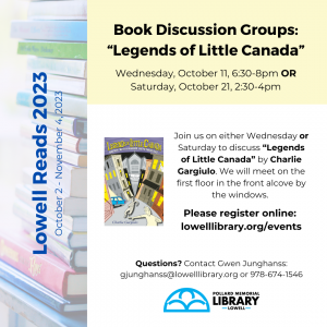 10/21/2023 | Book Discussion: Lowell Reads 2023 | Pollard Memorial Library