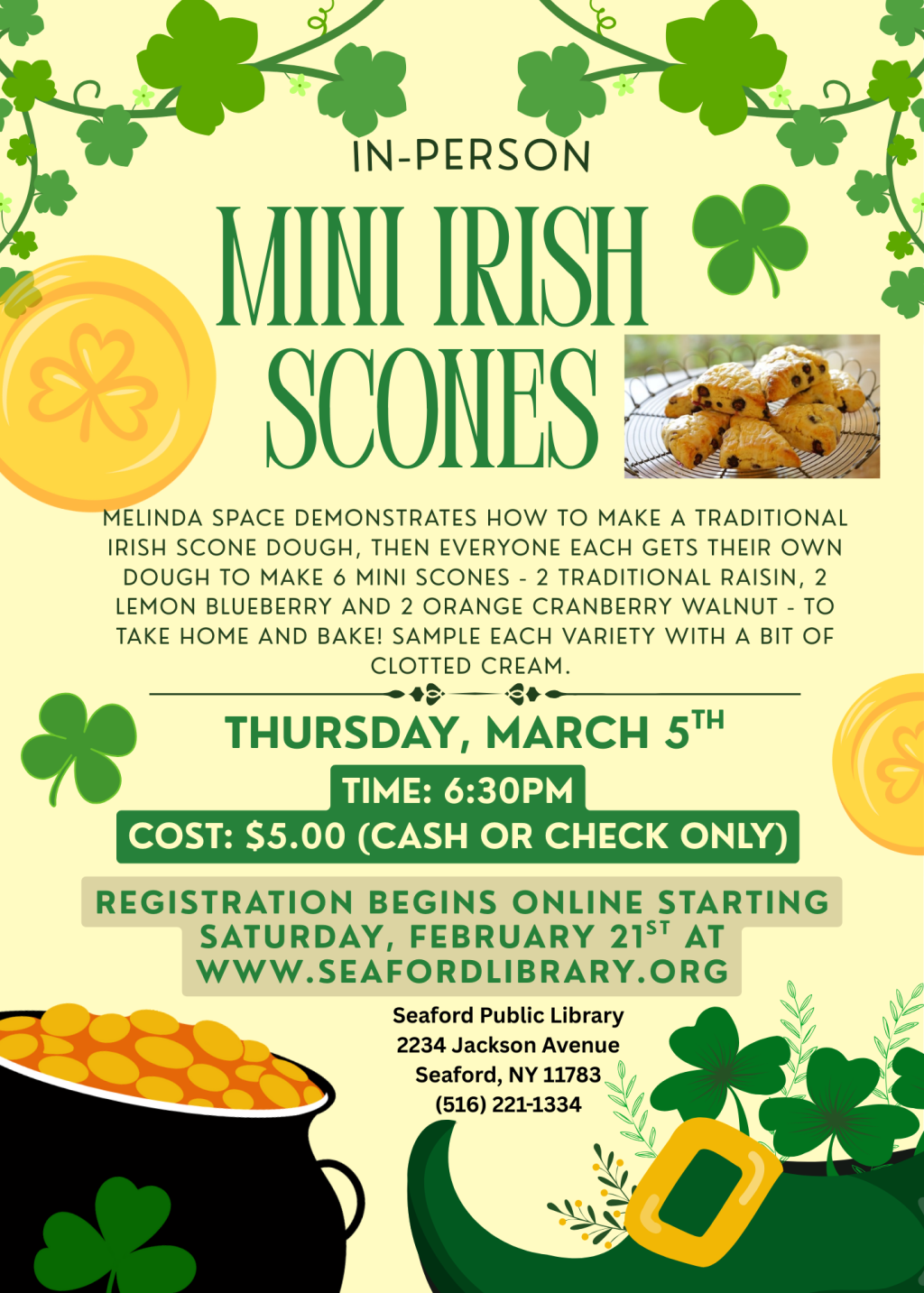 Thursday, March 5, 2026 | Irish Mini Scones (In-Person) | Seaford ...