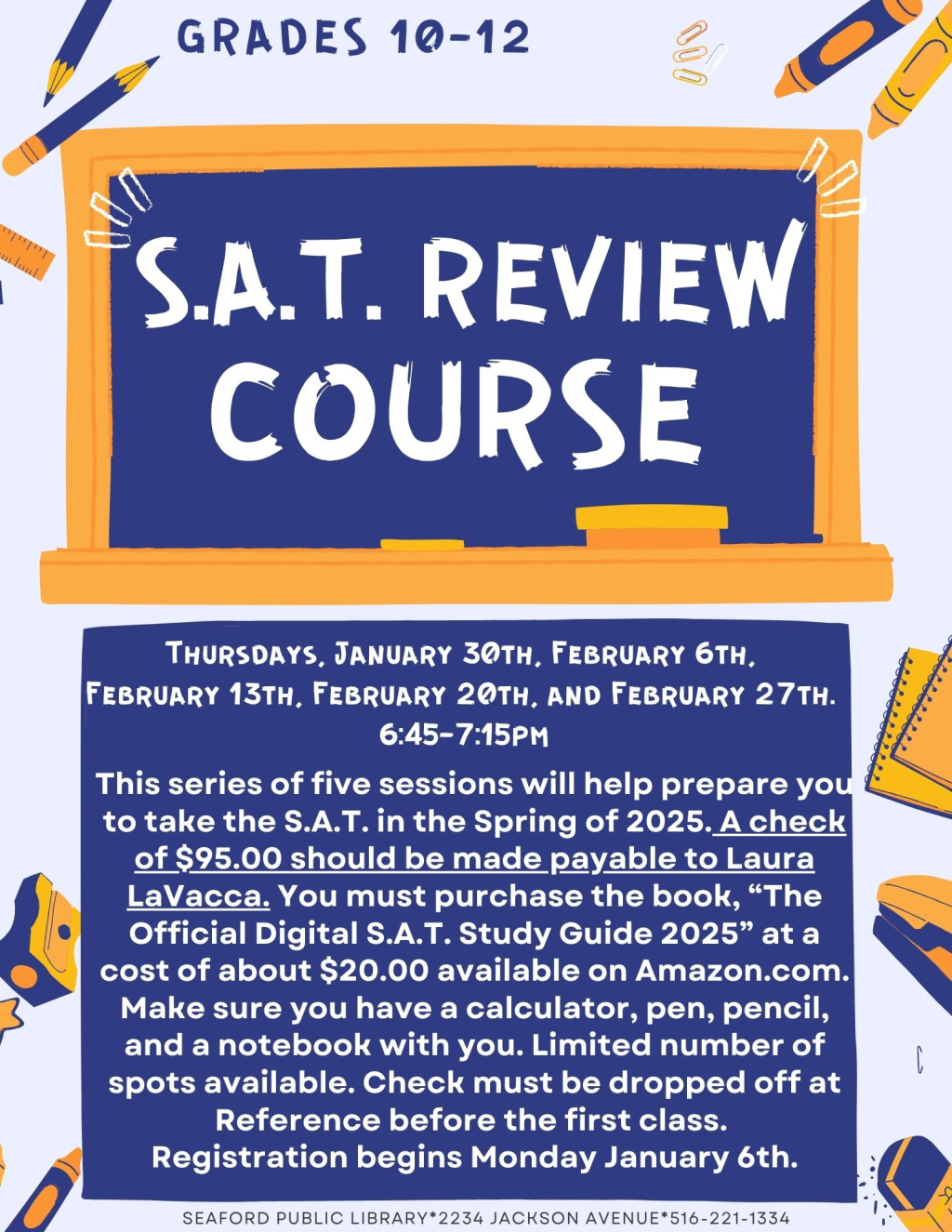 01/30/2025 | S.A.T. Review Course (Grades 10-12) | Seaford Public Library