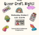10/02/2024 | Queer Craft Night at Central Library | Somerville Public Library