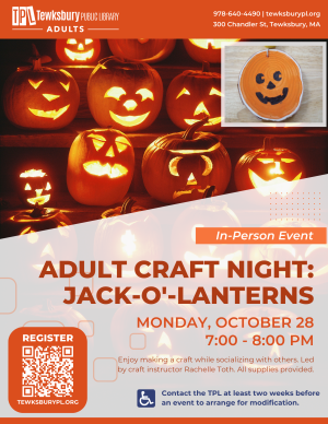 10/28/2024 | IN PERSON: Adult Craft Night | Tewksbury Public Library
