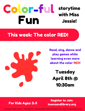 04/08/2025 | Color-Ful Fun Storytime! | Townsend Public Library