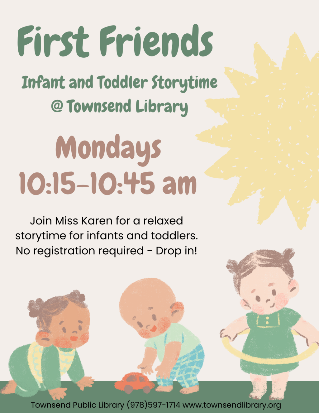 Monday, September 8, 2025 | First Friends Storytime | Townsend Public ...
