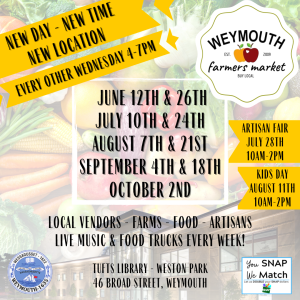 06/26/2024 | Farmers Market at Weston Park | Weymouth Public Libraries