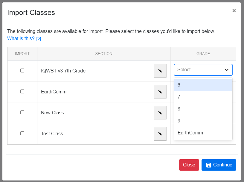 import selected classes
