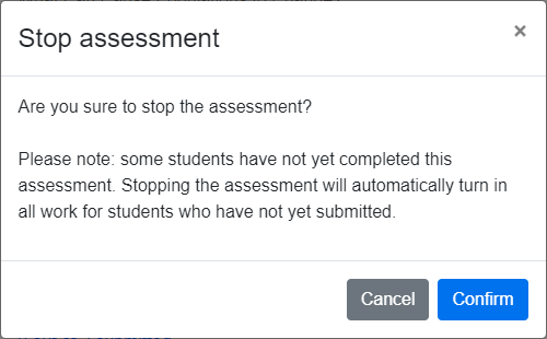 assessment confirm stop