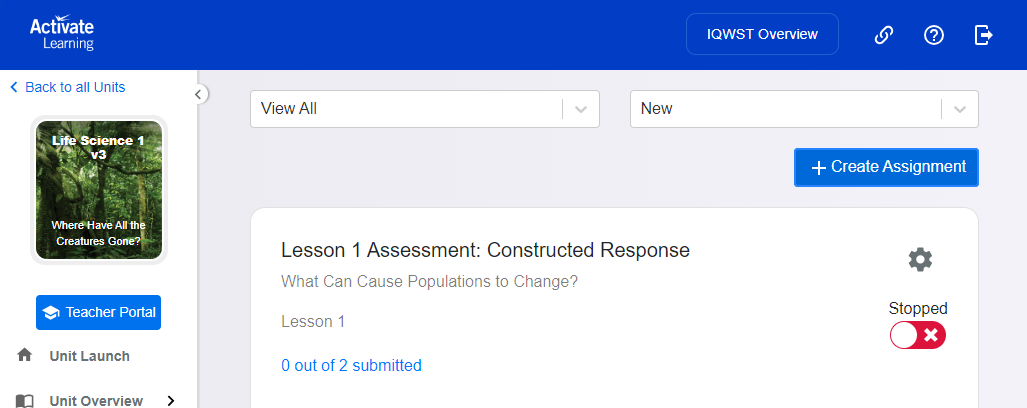 start or stop and assessment