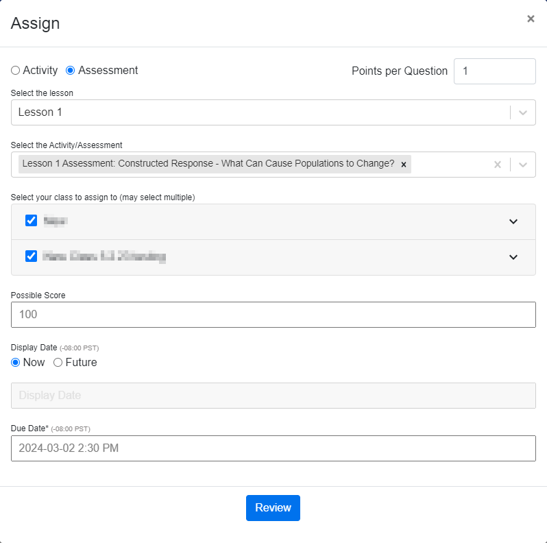 create an assessment