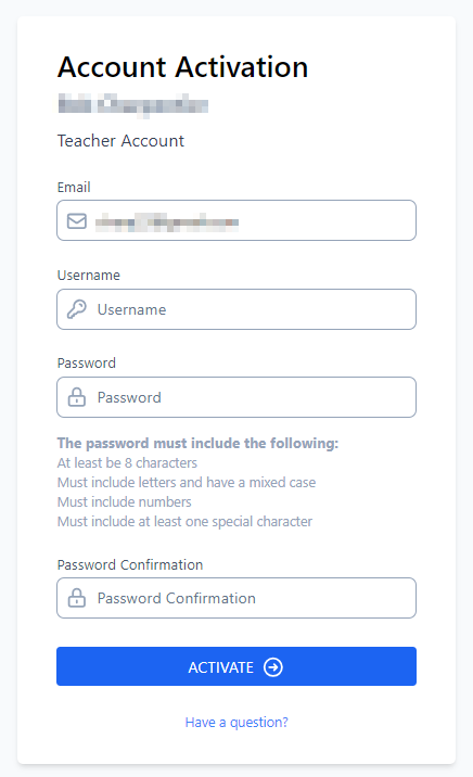 activate teacher account