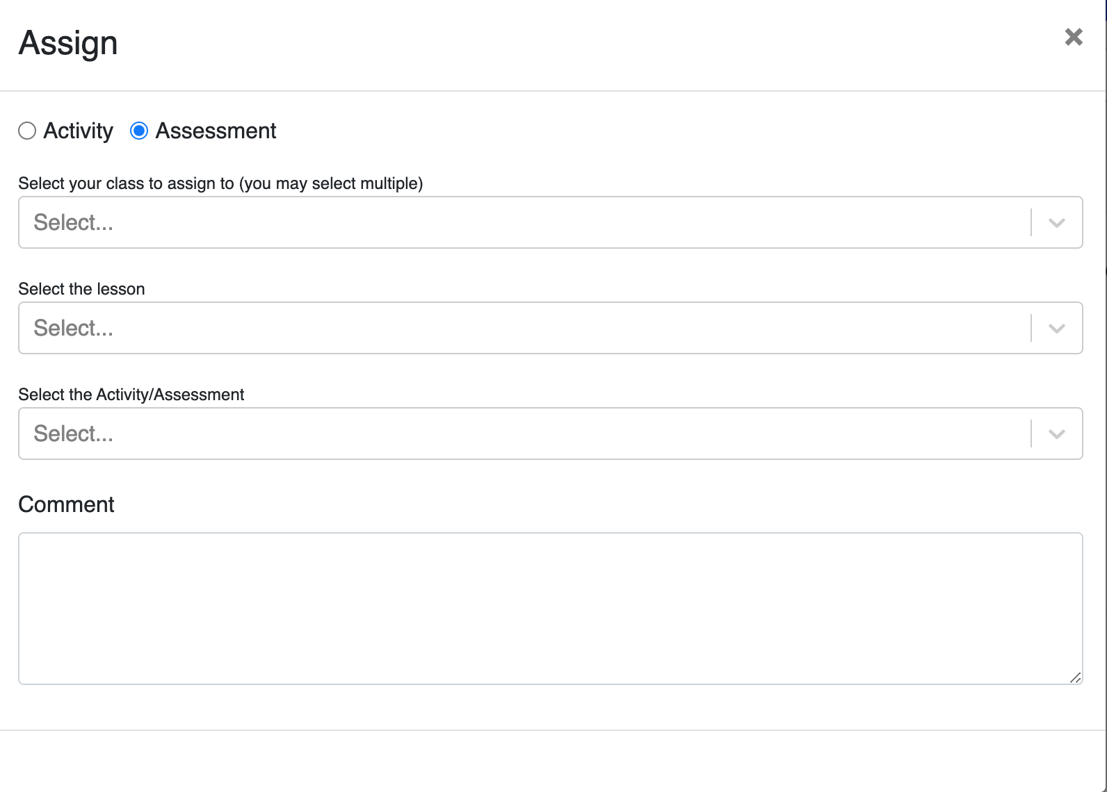 Use the drop down menus to create your assignment or assessment. Please ...