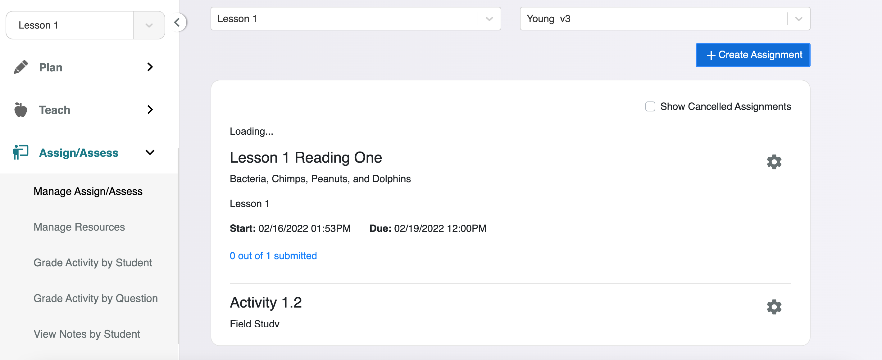Click the blue Create Assignmen t button to open the assign work form ...