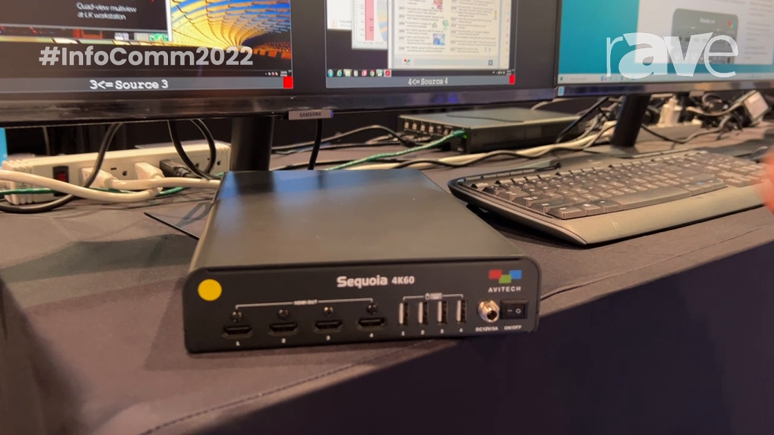 InfoComm 2022: Avitech Demos Multi-Monitor Workstation Setup Using Sequoia 4K60 KVM Multiviewer ...