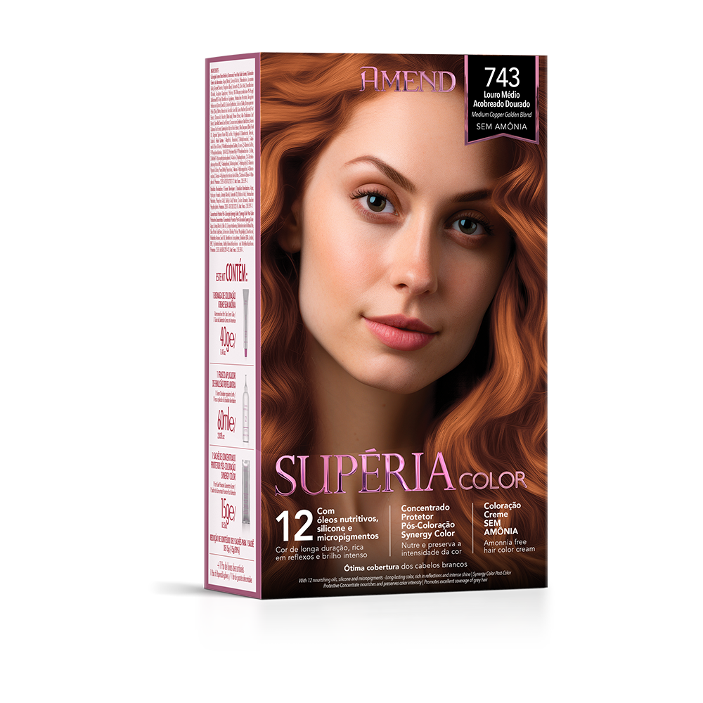 Amend - Coloracao Sem Amonia 743 Louro Medio Acobreado Dourado Amend ...