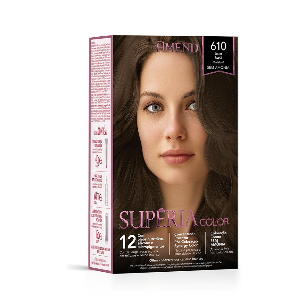 Amend - Coloracao Sem Amonia 610 Louro Avela Amend Superia Color